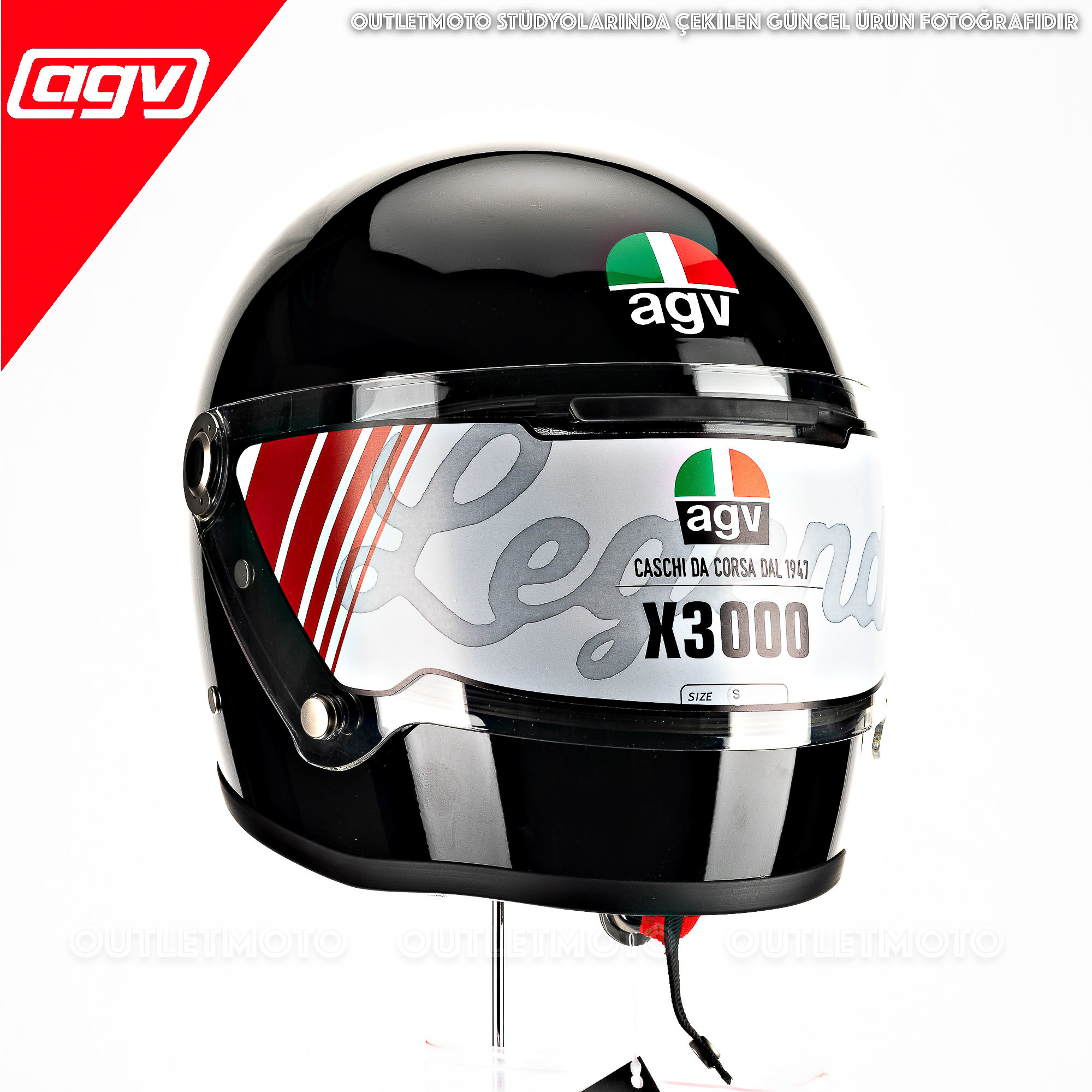 OUTLETMOTO. AGV X3000 Retro/Klasik/Cafe Racer Kapalı Motosiklet Kask