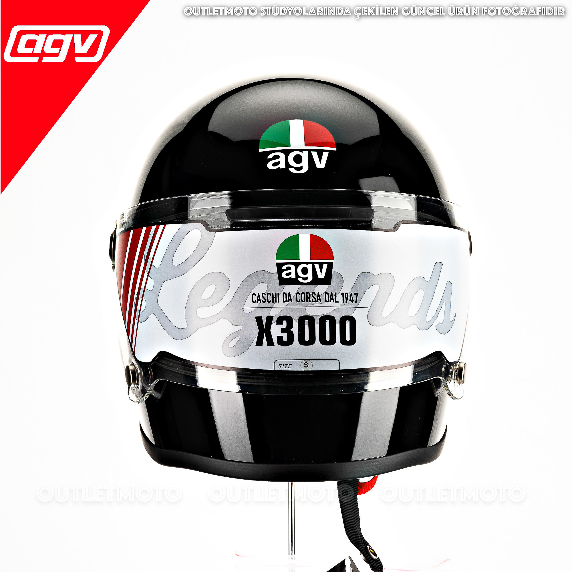 OUTLETMOTO. AGV X3000 Retro/Klasik/Cafe Racer Kapalı Motosiklet Kask