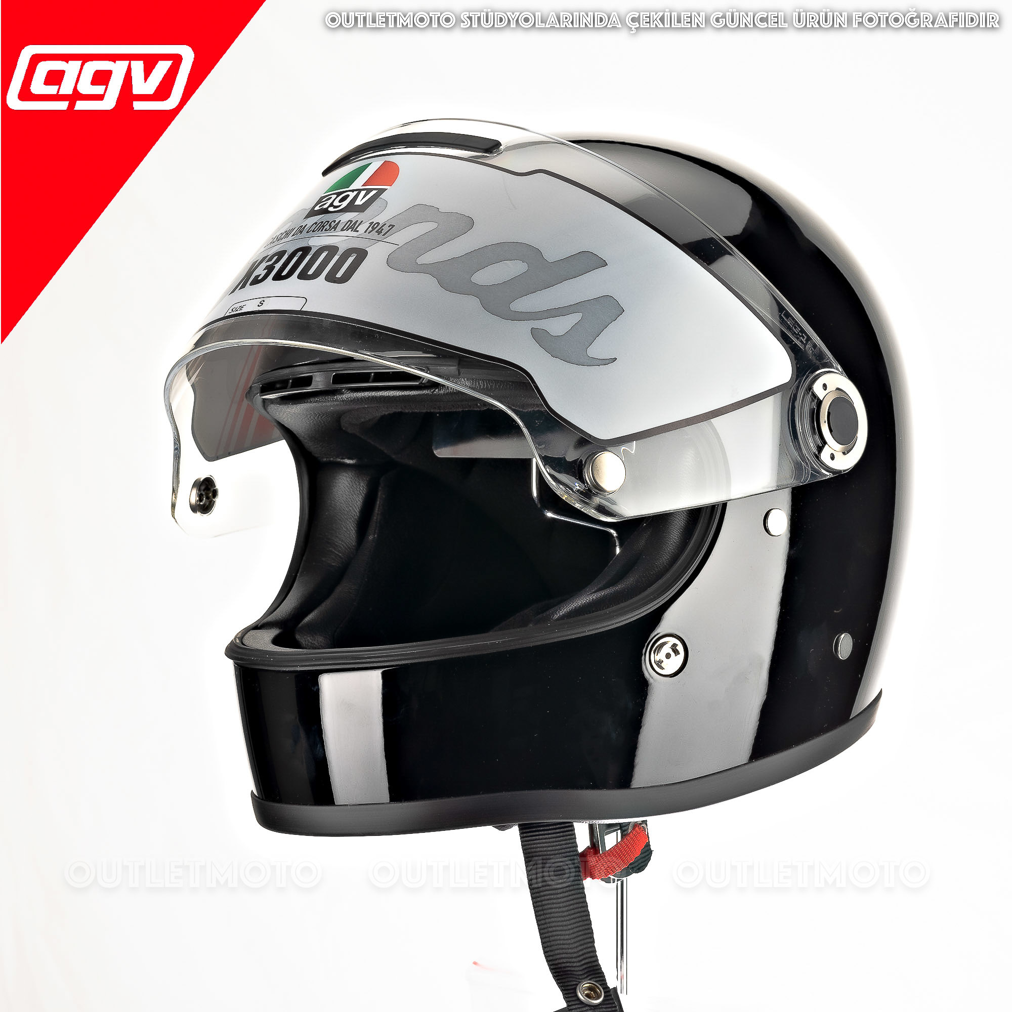 OUTLETMOTO. AGV X3000 Retro/Klasik/Cafe Racer Kapalı Motosiklet Kask